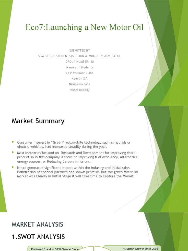 Eco7:Launching A New Motor Oil | PDF
