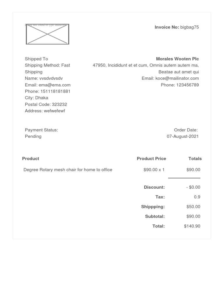 Invoice No: Bigbag75: Image Not Found or Type Unknown | PDF