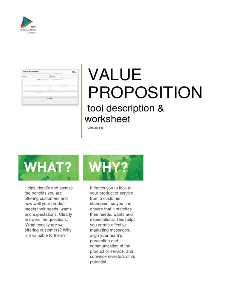 Value Proposition: Tool Description & Worksheet | PDF