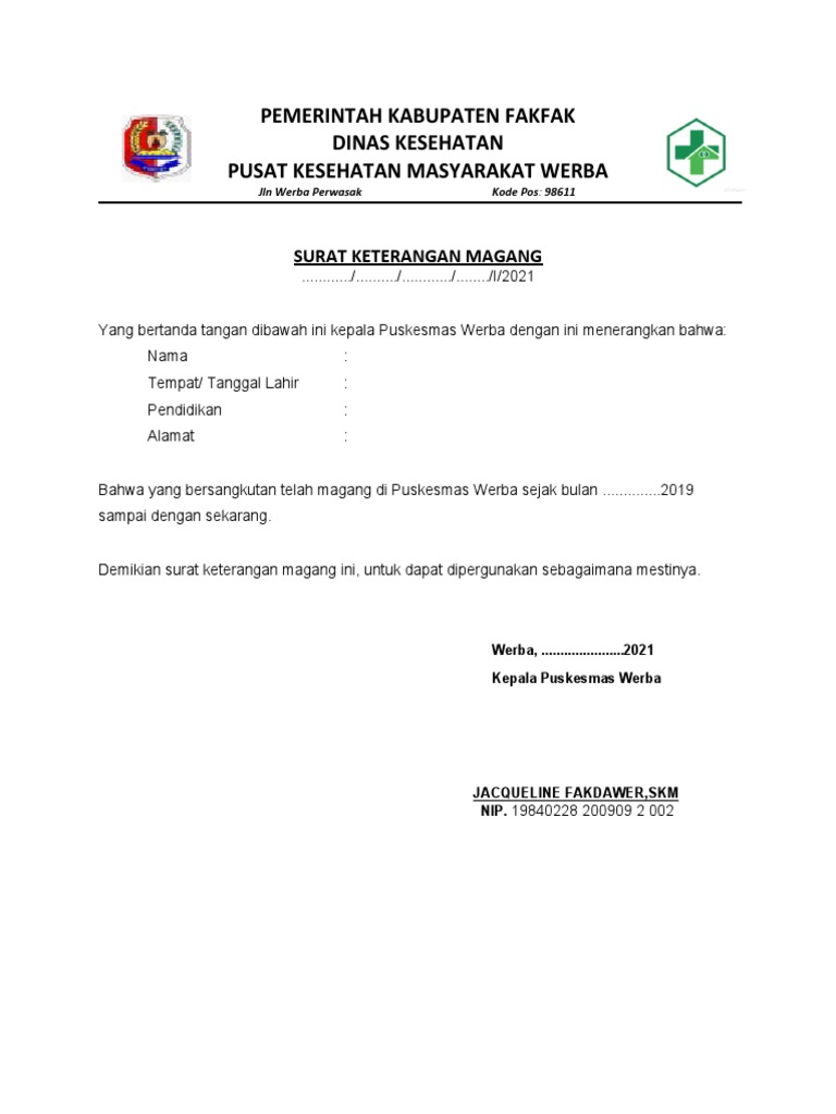 Surat Keterangan Magang | PDF