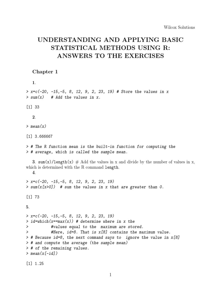 R - (2017) Understanding and Applying Basic Statistical Methods Using R (Wilcox - R - R) (Sols ...