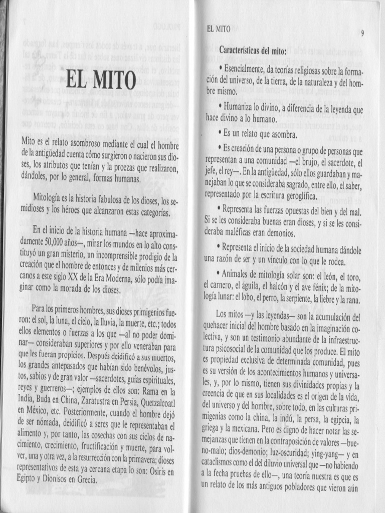 Mito. Definición y Características. | PDF