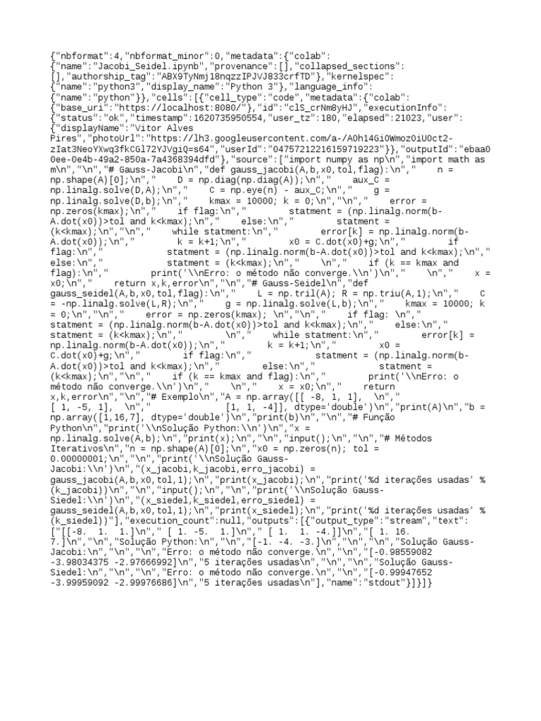 Jacobi Seidel - Ipynb | PDF | Computer Science | Computing Jacobi Seidel - Ipynb | PDF | Computer Science | Computing