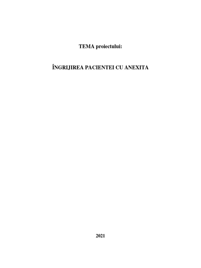 Ingrijirea Pacientei Cu Anexita | PDF