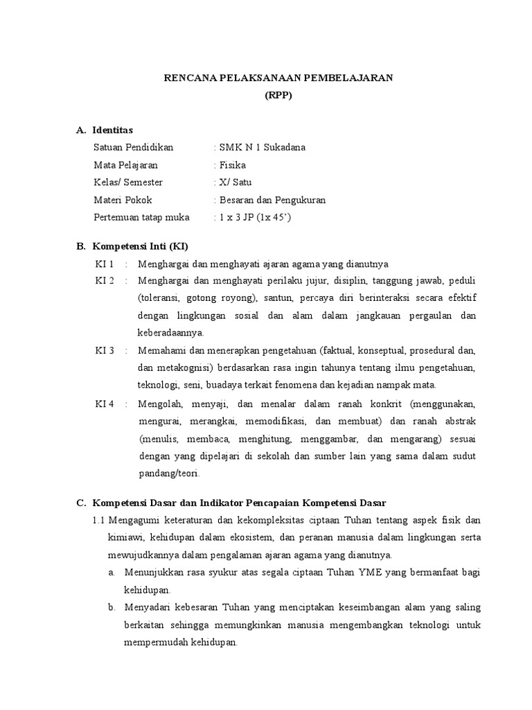 RPP Besaran Dan Pengukuran TKJ | PDF