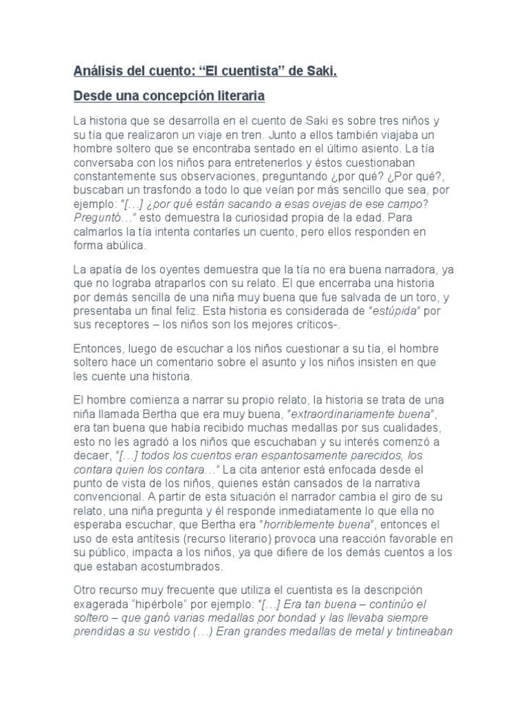 Análisis del cuento | PDF | Cuentos | Suspense (Género)