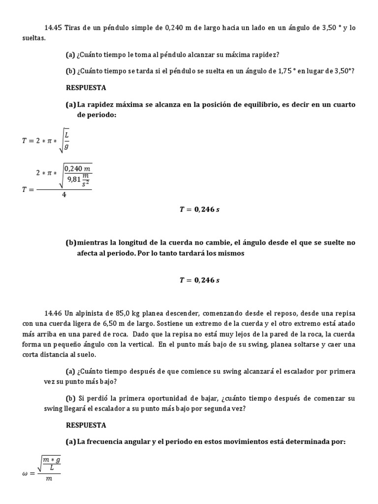 7 Ejercicios Mov. Arm. Sim. | PDF | Péndulo | Oscilación
