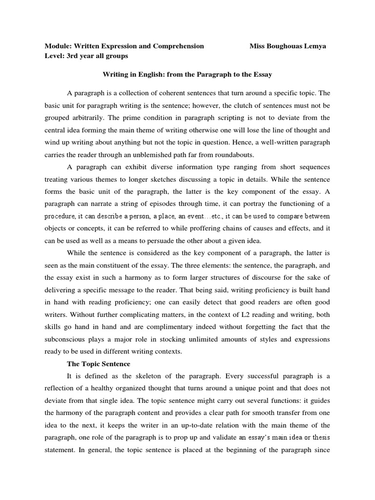 Introduction To Paragraph Writing | PDF | Essays | Paragraph