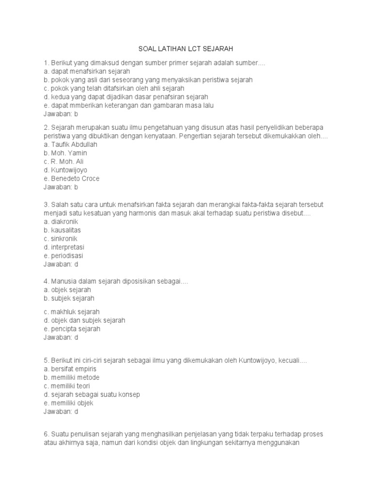 Soal Latihan LCT Sejarah | PDF