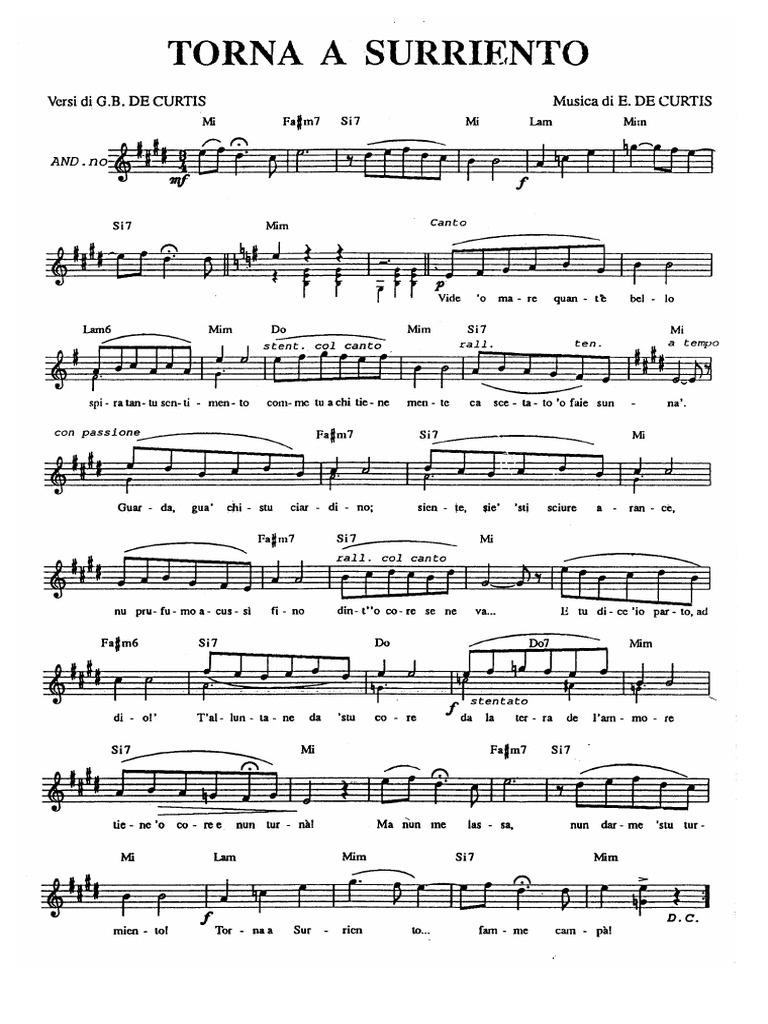 Torna A Surriento - Spartito | PDF