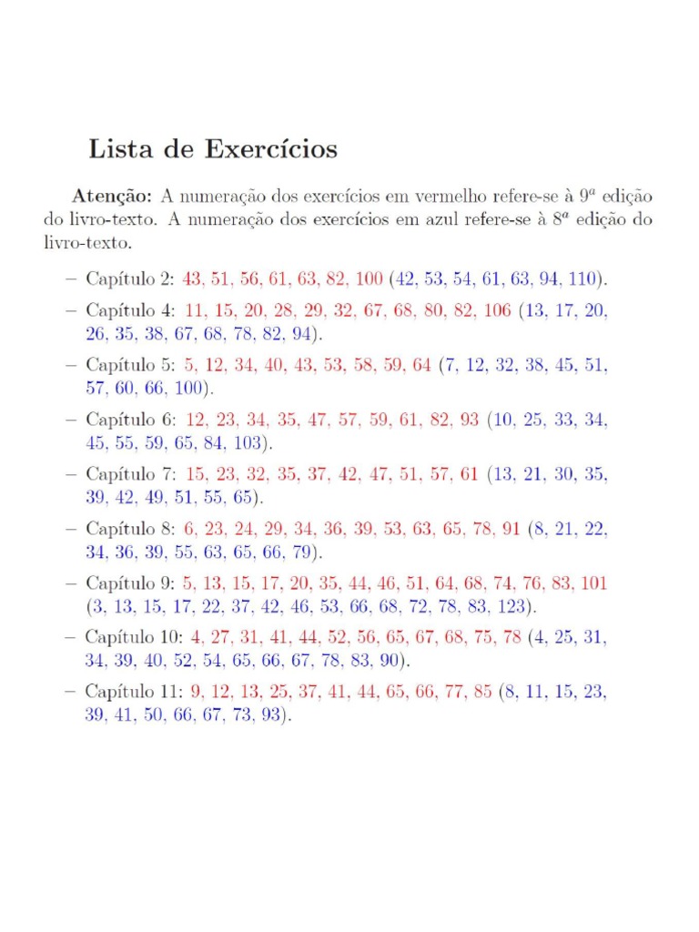 Lista de Exercícios | PDF