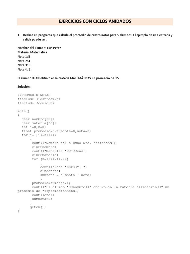 1 Ejercicios Con Ciclos Anidados | PDF | Programación de computadoras | Enseñanza de matemática