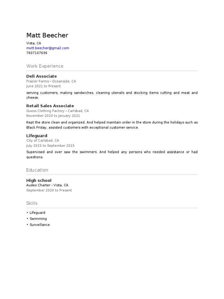 Matt Beecher: Work Experience | PDF