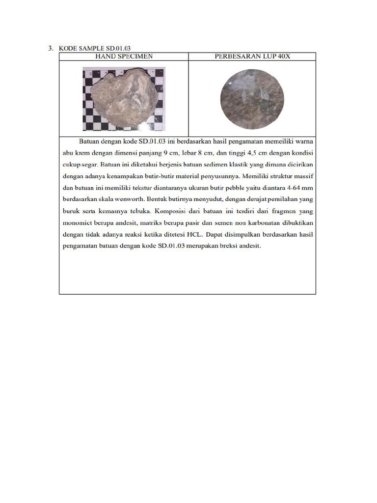 Breksi Andesit - Deskripsi Batuan Sedimen | PDF