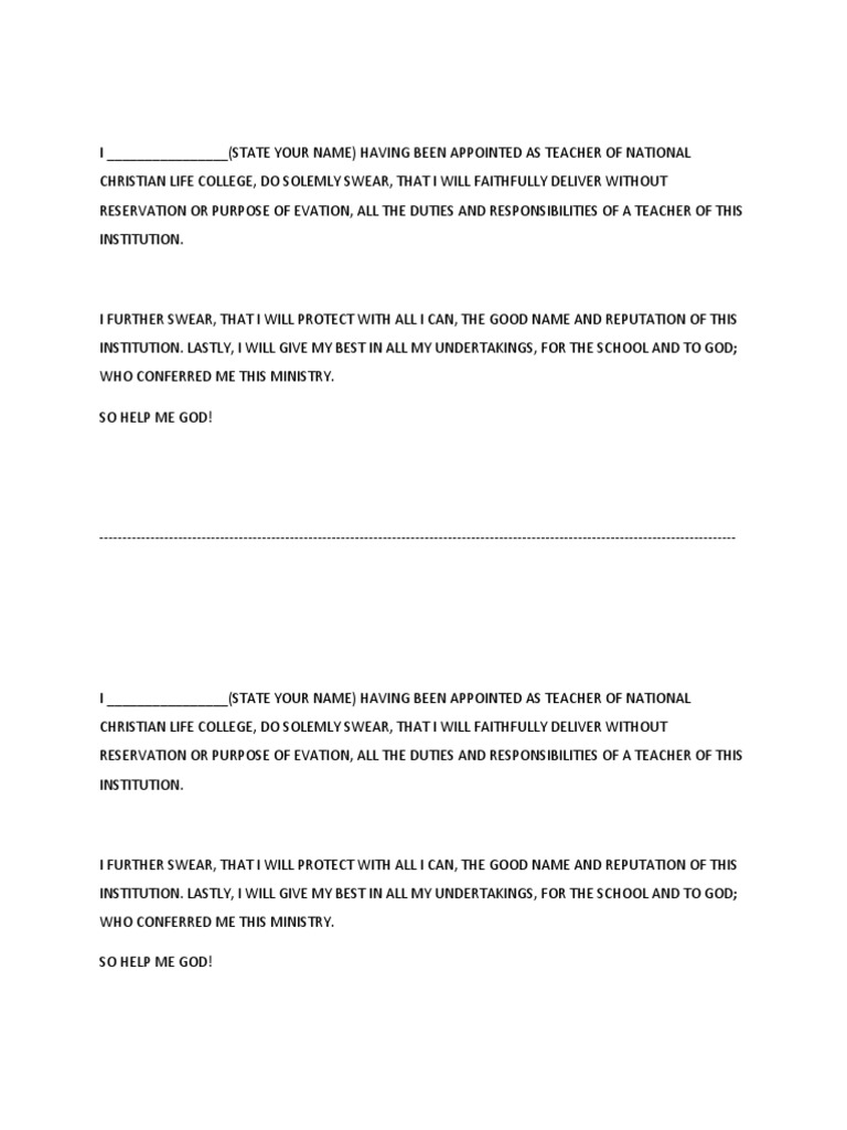 Oath of Teacher | PDF