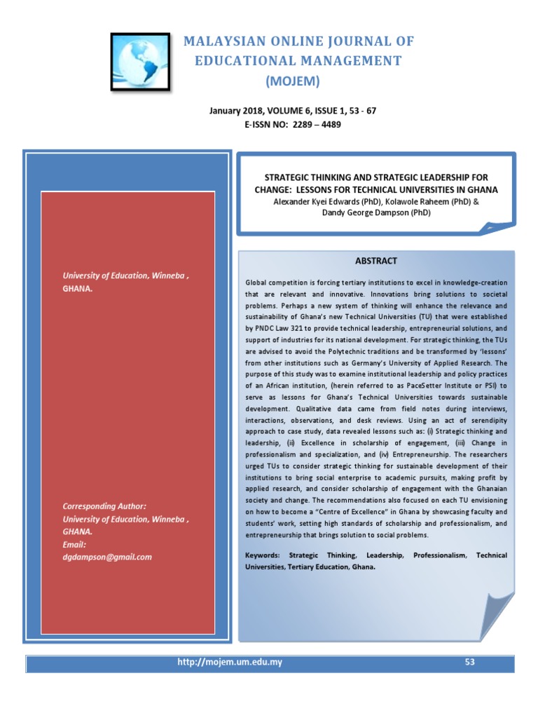 Strategic Leadership in Ghana | PDF | Entrepreneurship | Leadership