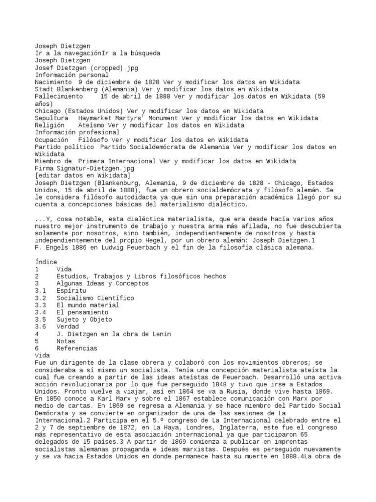 Joseph Dietzgen | PDF | Metafísica