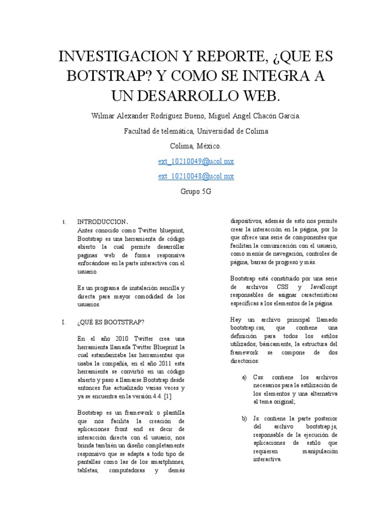 BOOTSTRAP | PDF | Bootstrap (marco frontal) | Software