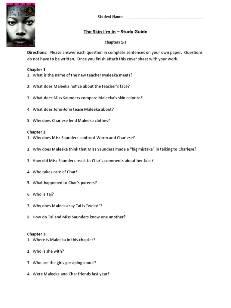 The Skin I'm In: Study Guide Chapters 1-3 | PDF | Language Arts ...