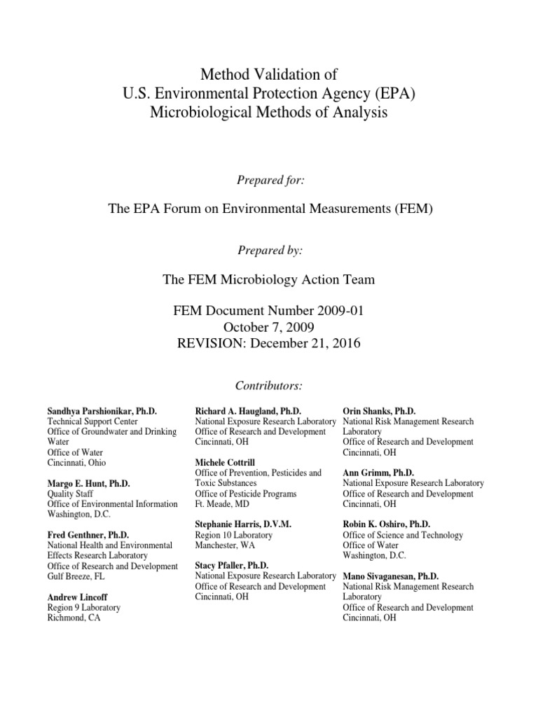 Final Edited Revision Microbiology Method Guidance 122116 EPA | PDF ...