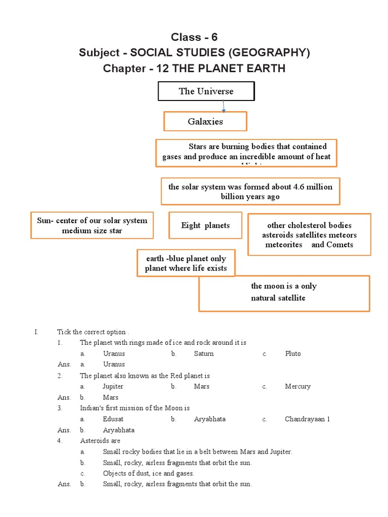 Class-6 Geography-Chapter-12-The-Planet-Earth | PDF | Solar System ...