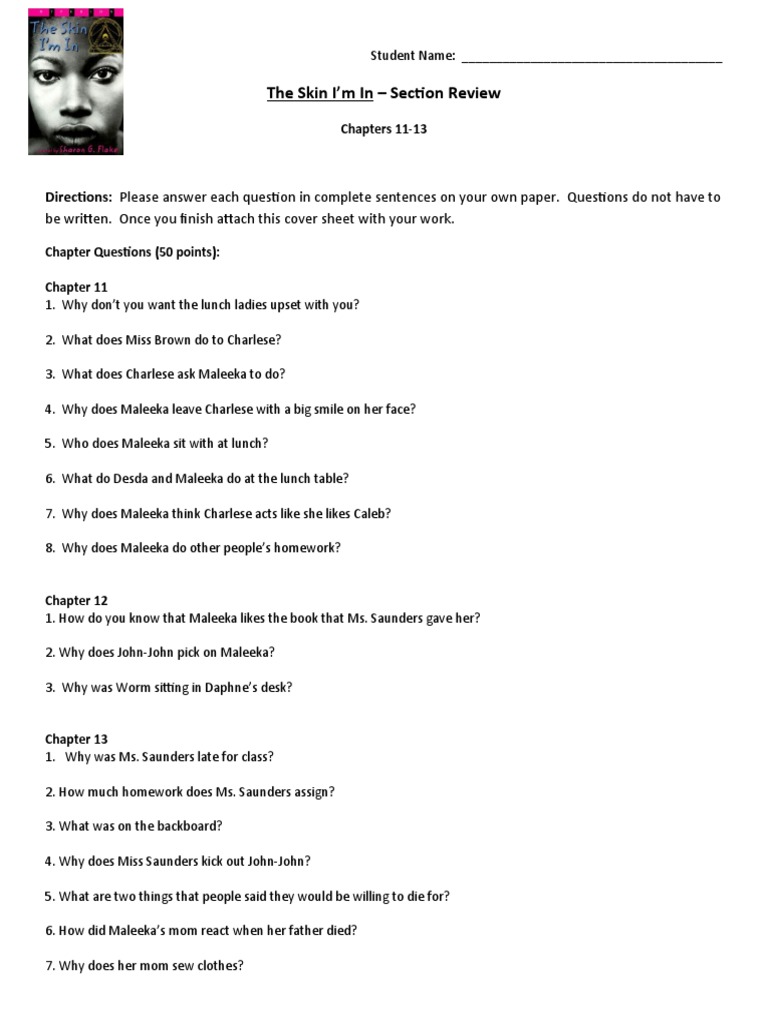 The Skin I'm in Study Guide (11-13) | PDF
