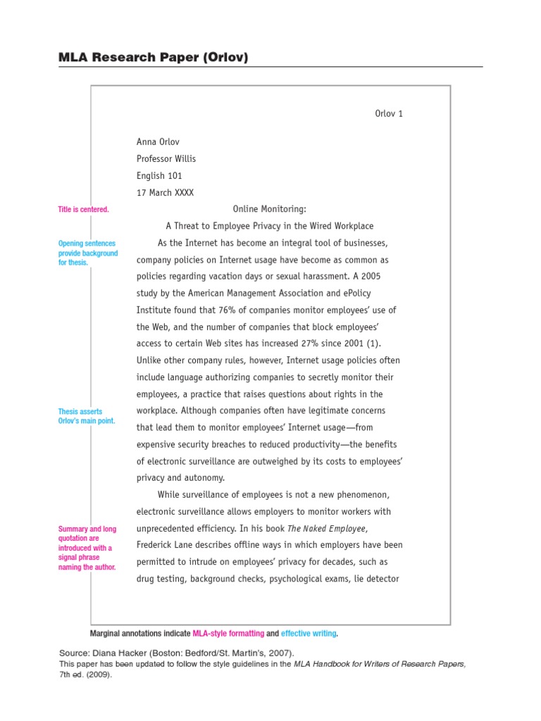 Sample MLA Paper | PDF | Surveillance | Employment