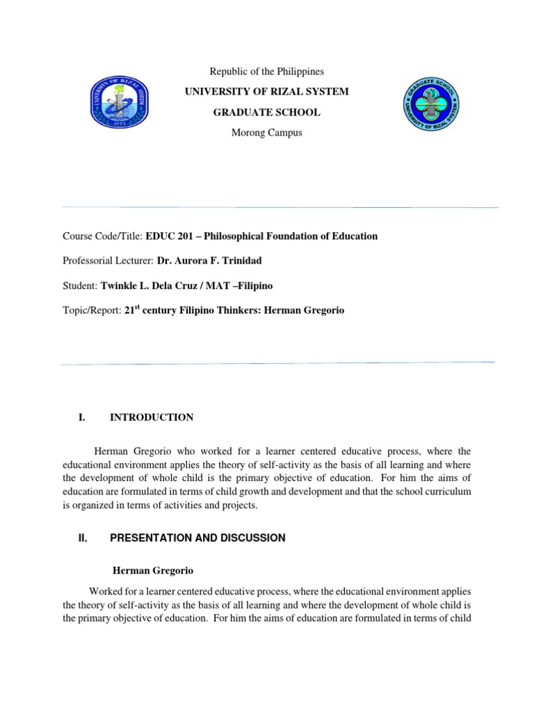 Herman Gregorio | PDF | Philosophy Of Education | Teachers