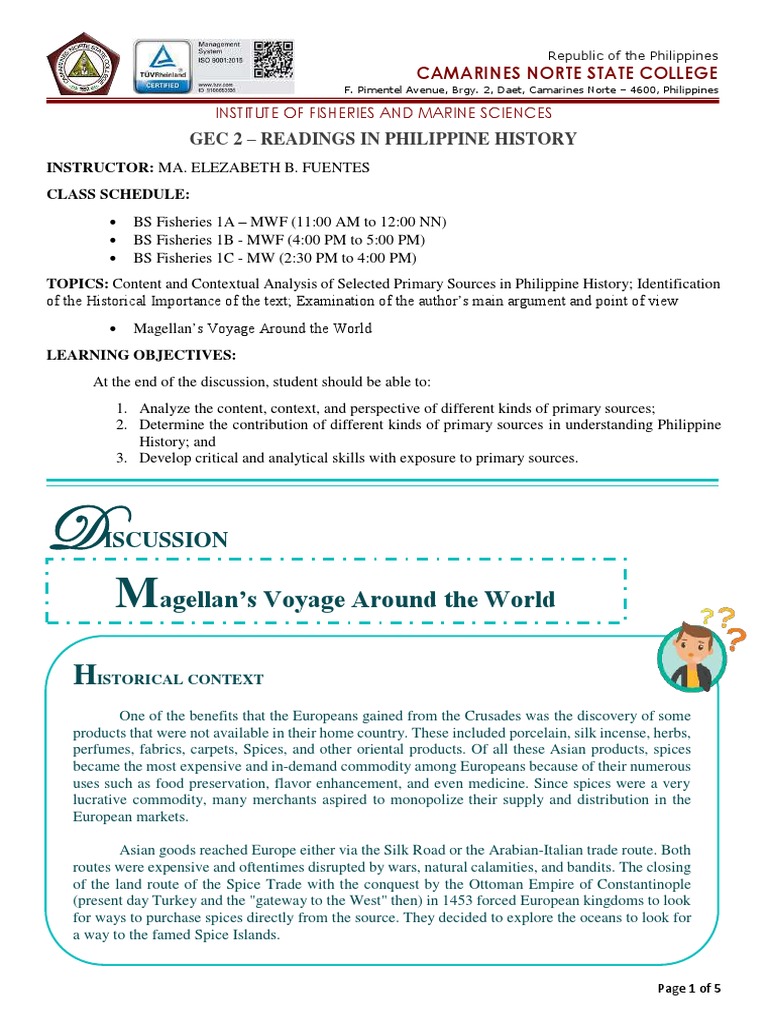 GEC 2 Magellans Voyage Around The World | PDF | Spanish Empire | Age Of ...