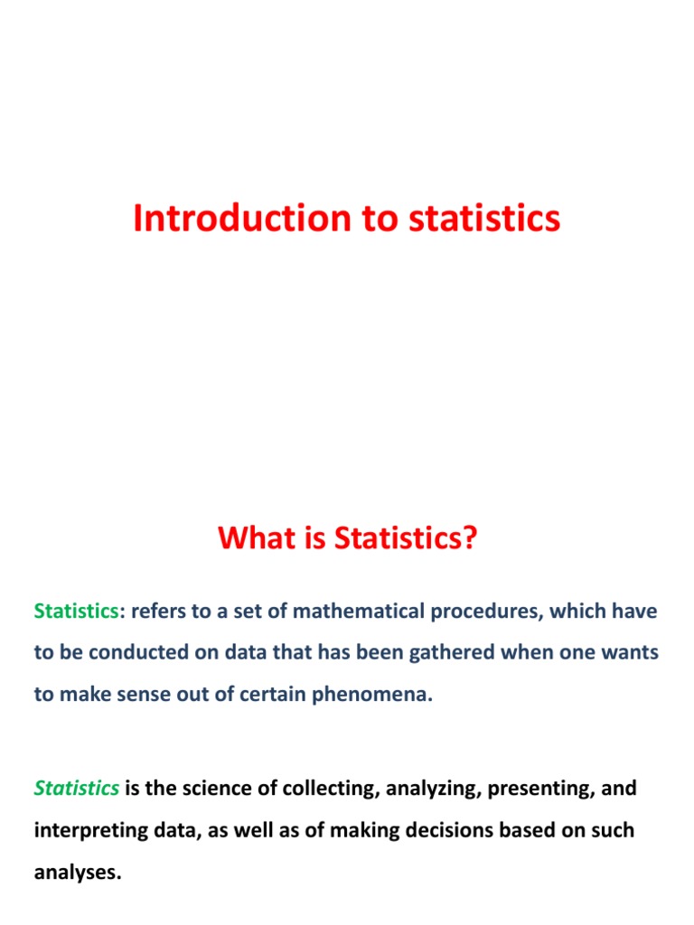 01 Introduction To Statistics Final | PDF | Statistics | Summation
