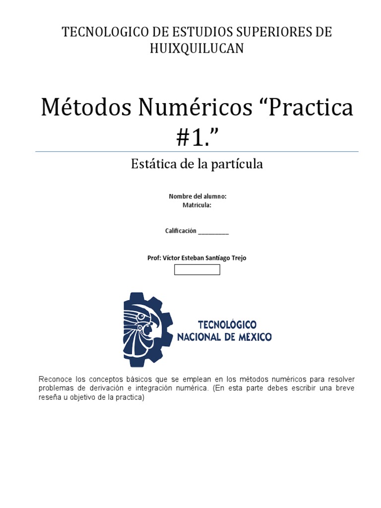Practica Metodos Numericos FORMATO | PDF | Vector Euclidiano | Fuerza