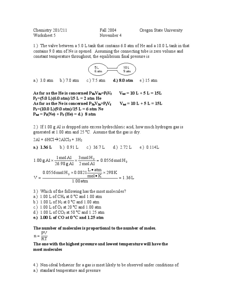 Worksheet 5 Answers | PDF | Atomic Orbital | Light