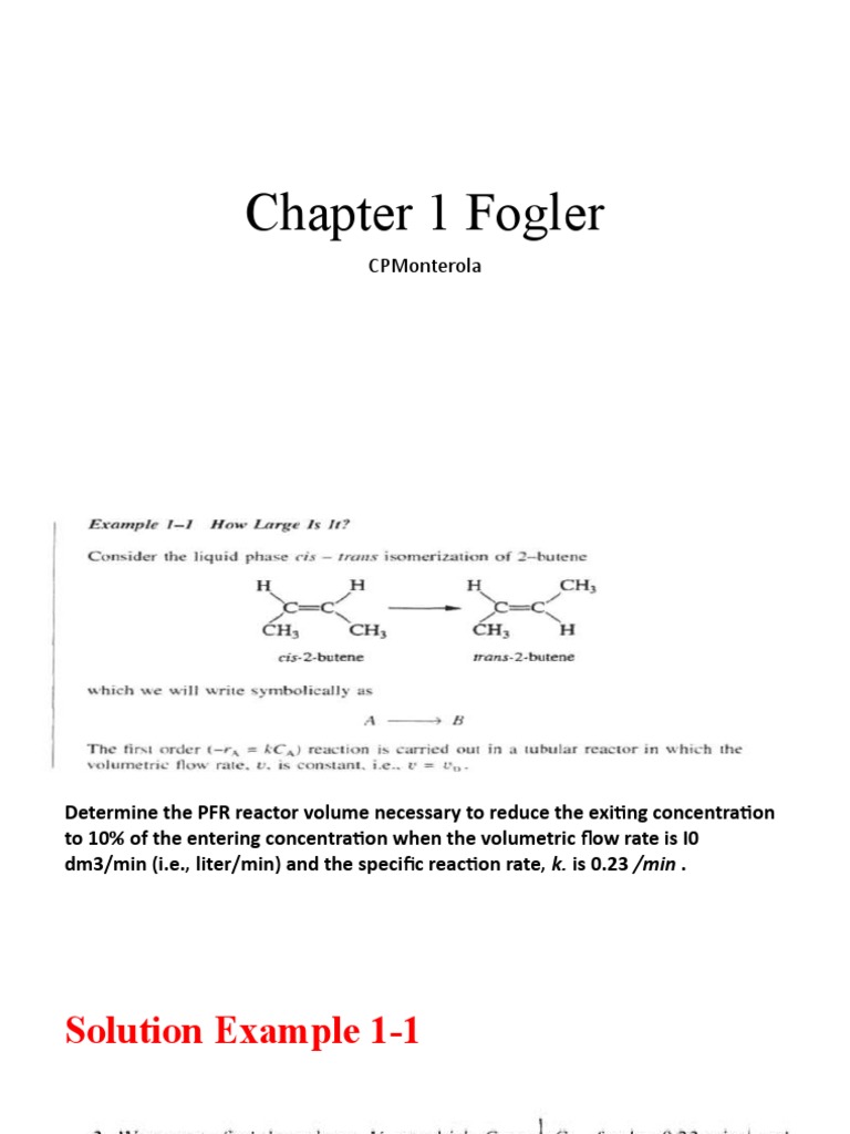 Chapter 1 Fogler | PDF