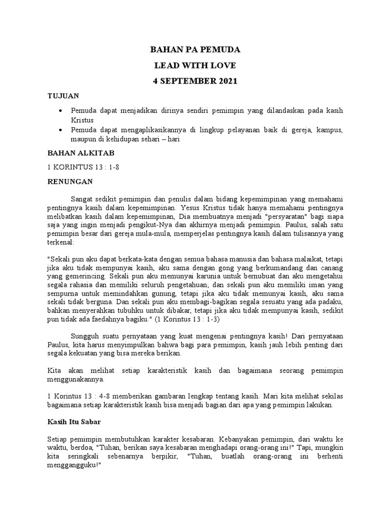 Bahan Pa Pemuda Lead With Love | PDF