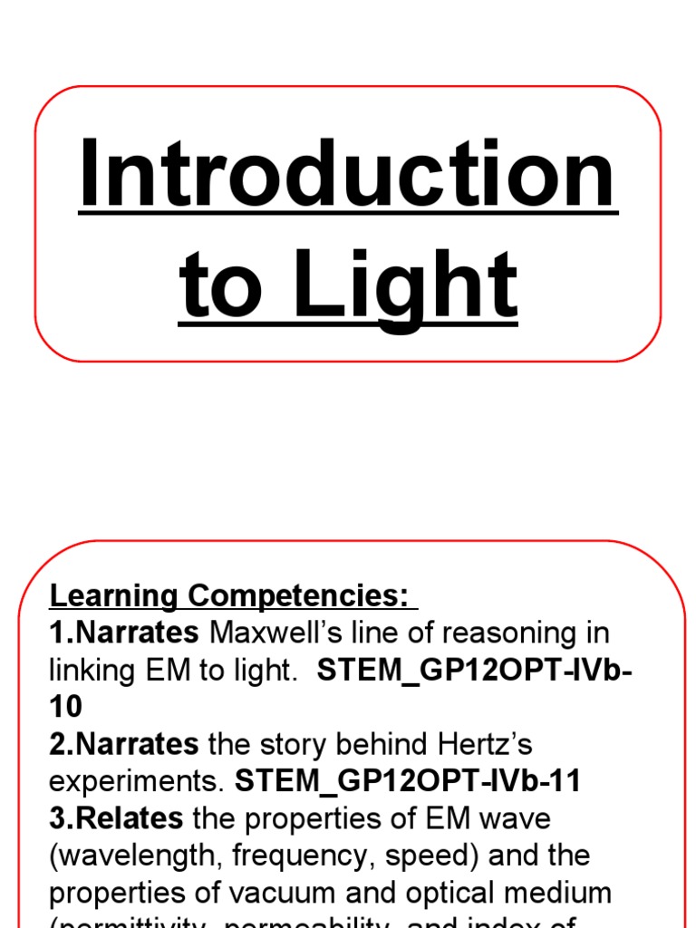 Light Introduction Presentation | PDF | Electromagnetic Radiation | Light
