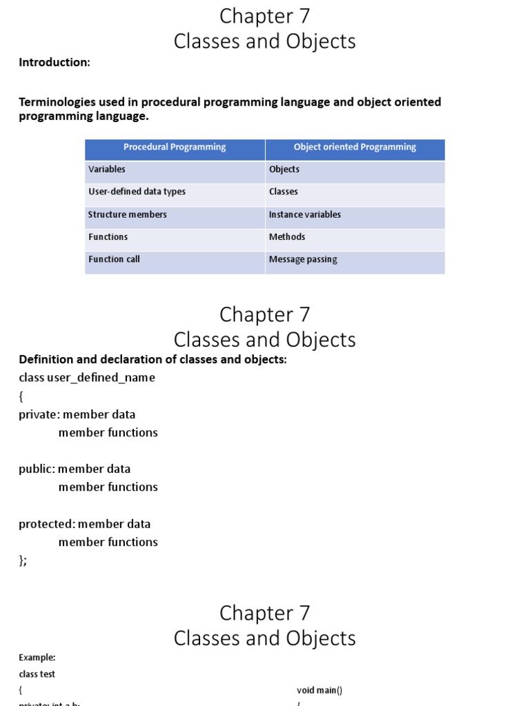 Chapter 7 Classes And Objects Pdf Class Computer Programming Method Computer Programming