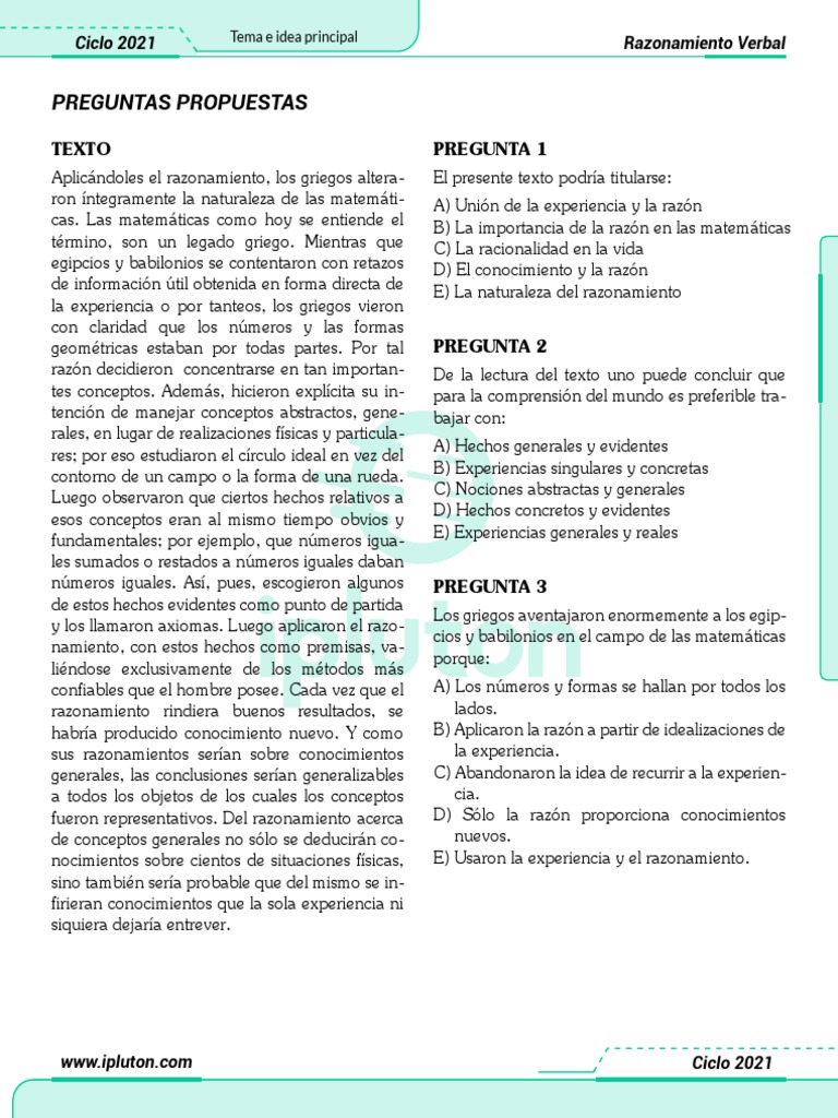 Comprension Lectora Tema Central e Idea Principal RDLTLS | PDF | Fiebre ...