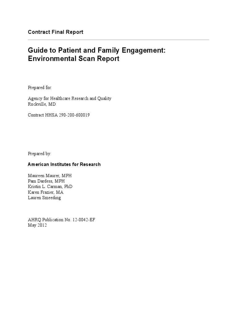 Guide To Patient and Family Engagement: Environmental Scan Report | PDF ...