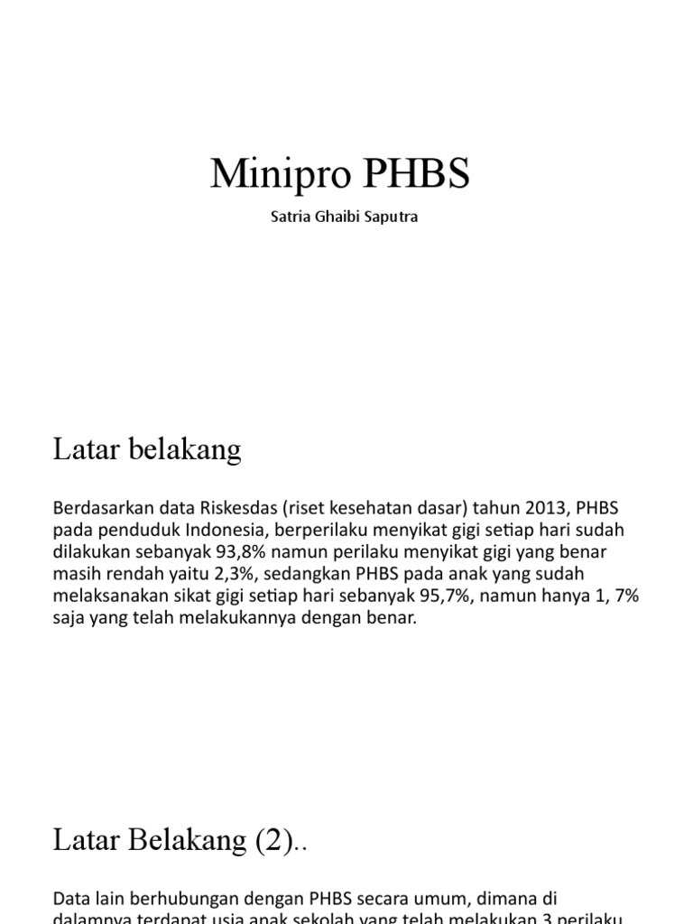 Minipro PHBS Satria | PDF | Kesehatan Holistik