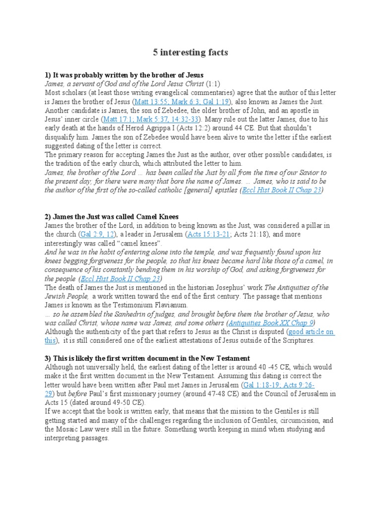 5 Interesting Facts of The Book of James | PDF | Epistle Of James ...