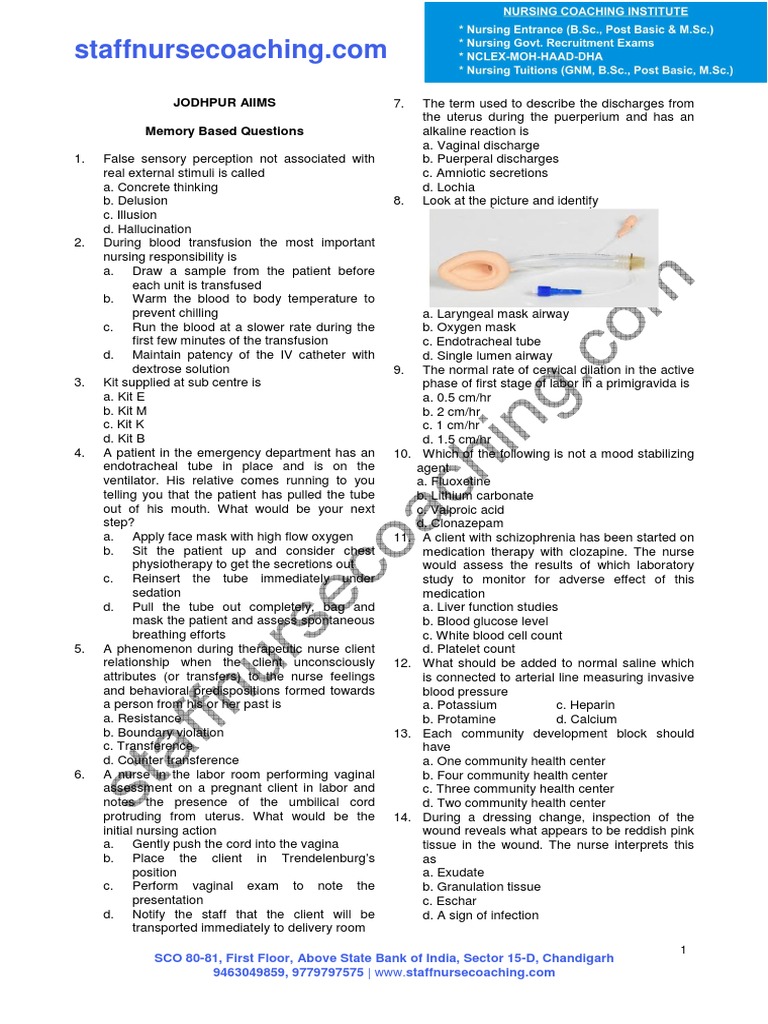 AIIMS Nursing Memory-Based Questions | PDF | Heart | Childbirth