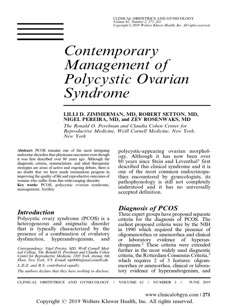 6 - Contemporary Management of Polycystic Ovarian Syndrome - 2019 | PDF ...