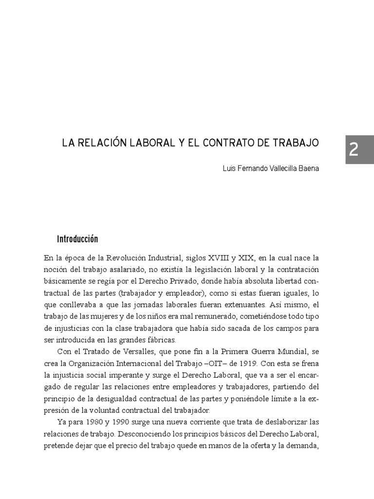 Lectura 1 La Relación Laboral y El Contrato de Trabajo | Descargar gratis PDF | Derecho laboral ...