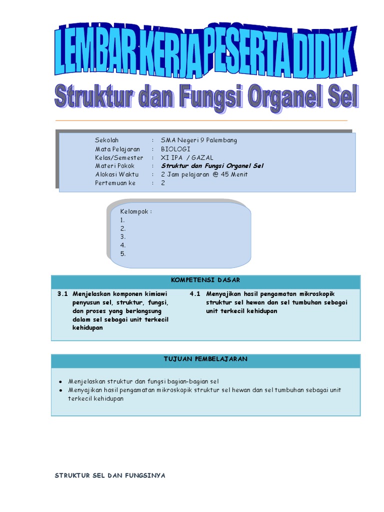 LKPD Struktur Sel Hewan Dan Tumbuhan | PDF