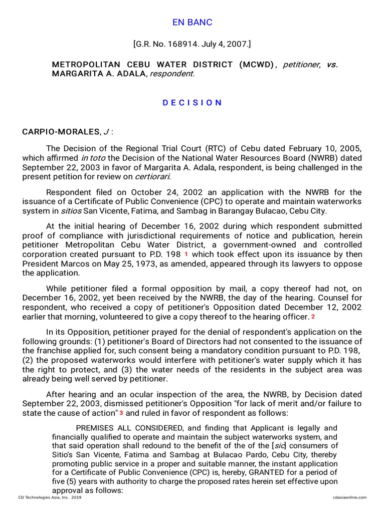 6 - Metropolitan Cebu Water District v. Adala | PDF | American ...