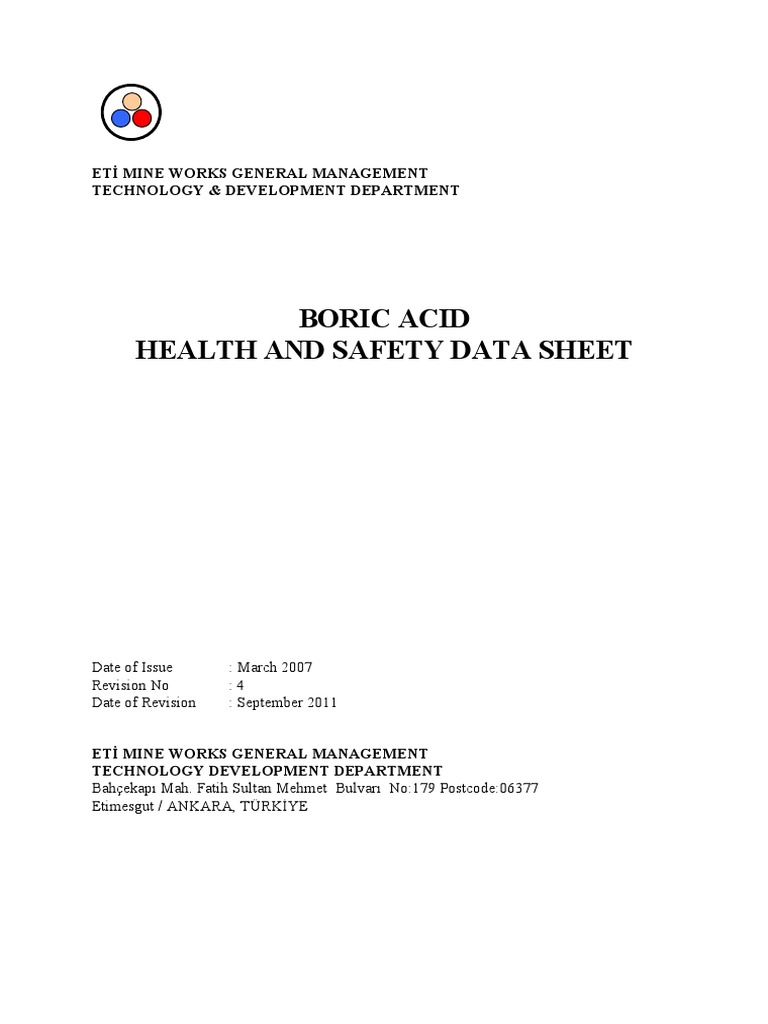MSDS Boric Acid | PDF | Toxicity | Safety