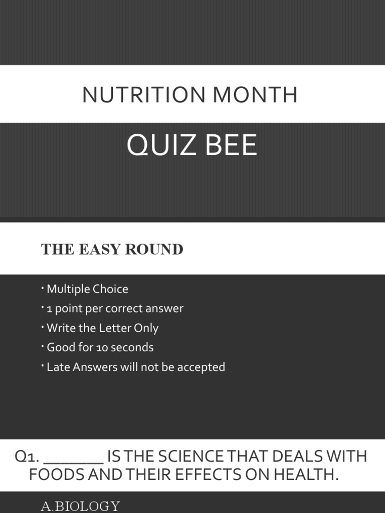 Nutrition Month qUIZ | PDF | Nutrients | Vitamin
