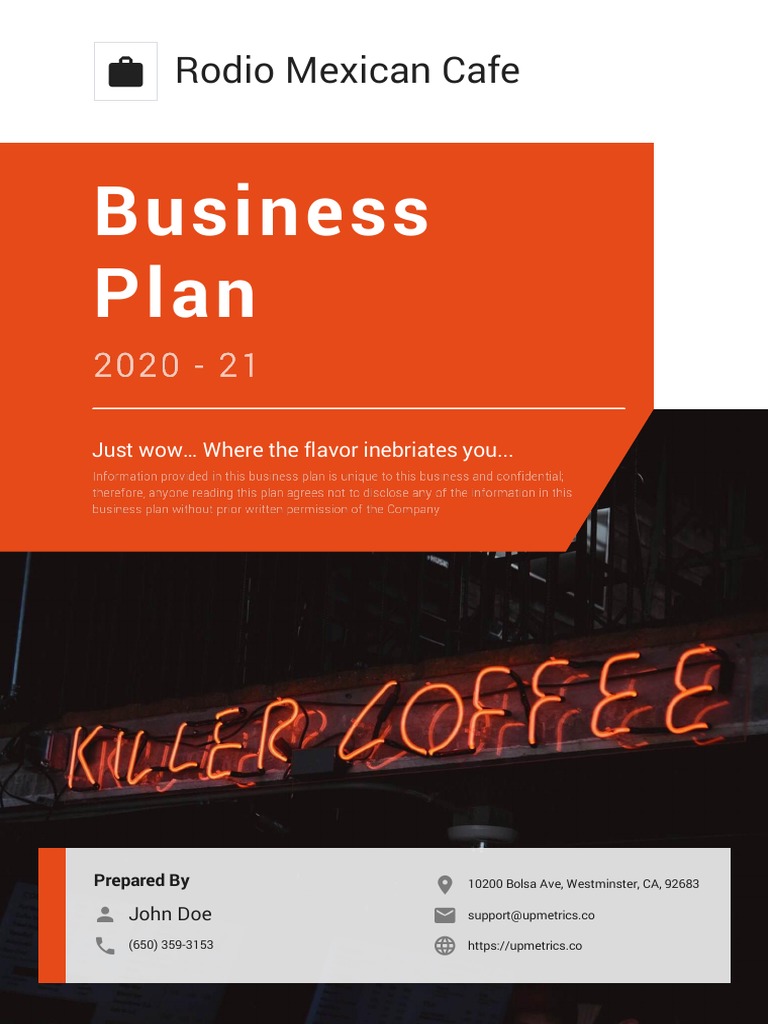 Food Cafe Business Plan Example | PDF | Equity (Finance) | Menu