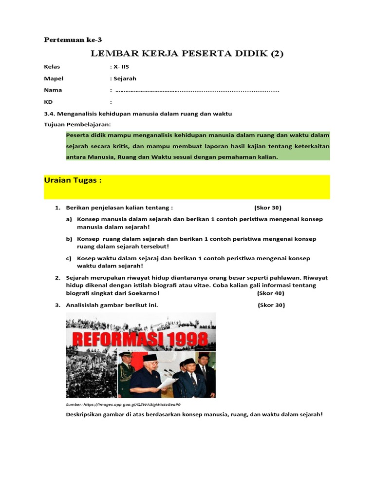 LKPD Ke-2 Konsep Manusia Dalam Ruang Dan Waktu | PDF LKPD Ke-2 Konsep Manusia Dalam Ruang Dan Waktu | PDF