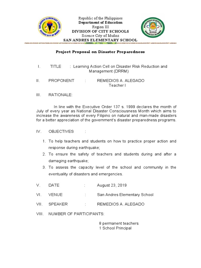 Department of Education Division of City Schools San Andres Elementary ...